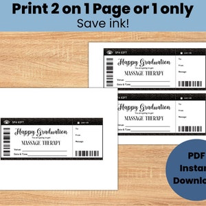 Graduation Massage Gift Certificate, Massage Therapy Gift Coupon ...