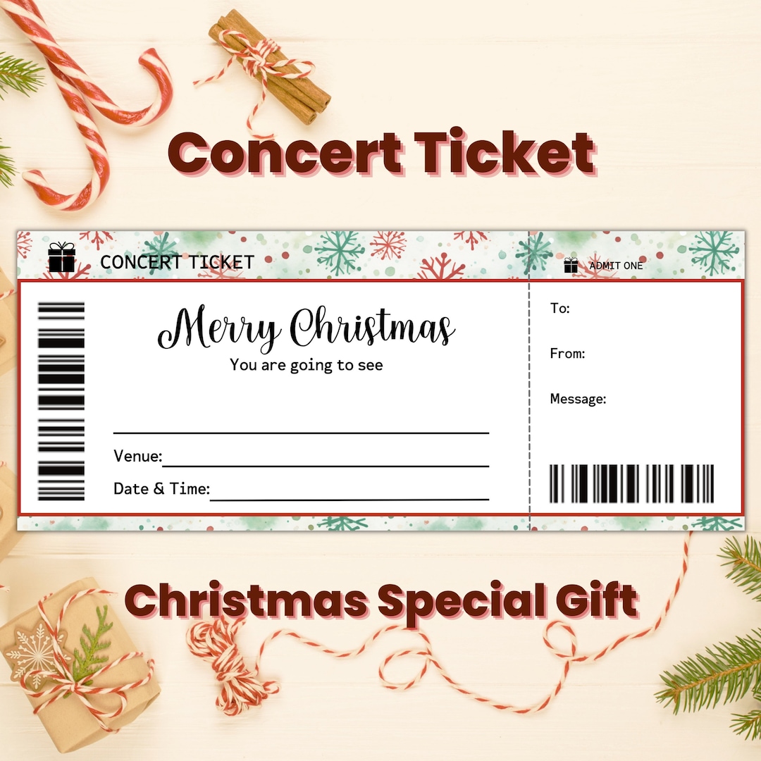 Custom Christmas Concert Ticket Template, Fake Concert Ticket Gift ...