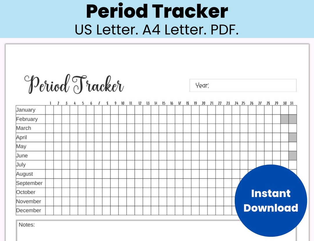 Annual Period Tracker, Period Calendar, Period Journal, Fertility ...