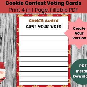Cookie Voting Ballot Template for Cookie Contest, Cookie Exchange Vote ...