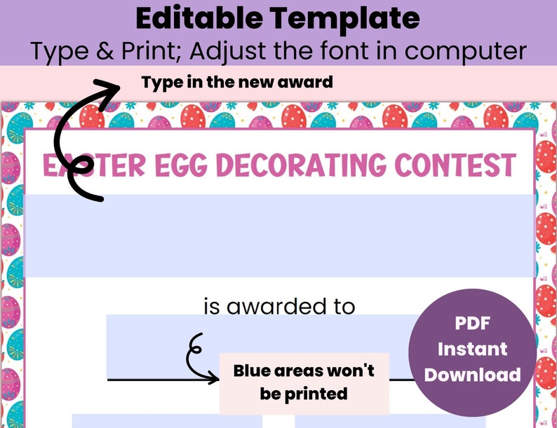 Easter Egg Decorating Contest Award Certificates and Voting Cards ...
