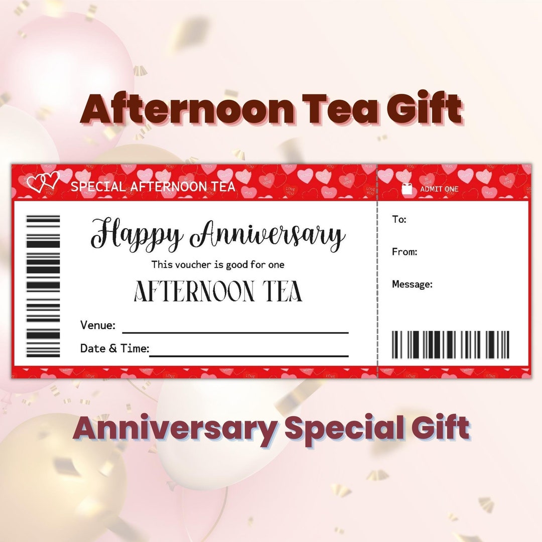 Buy Afternoon Tea Voucher Template, Anniversary Gift Certificate ...