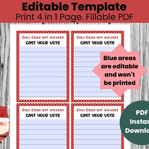 Chili Cook off Ballot Template Editable, Chili Voting Ballot, Cooking ...