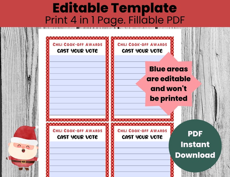 Chili Cook off Ballot Template Editable, Chili Voting Ballot, Cooking ...