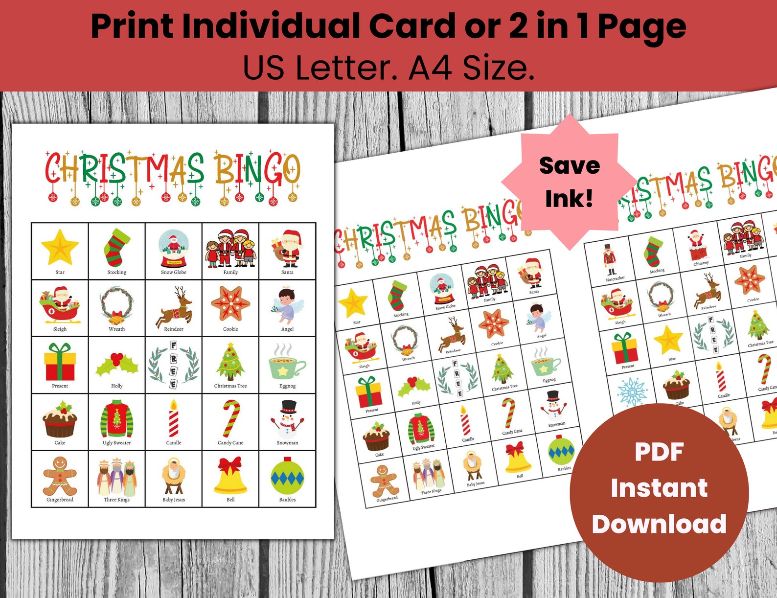 Christmas Bingo Cards Printable, Christmas Party Games Ideas for Group ...