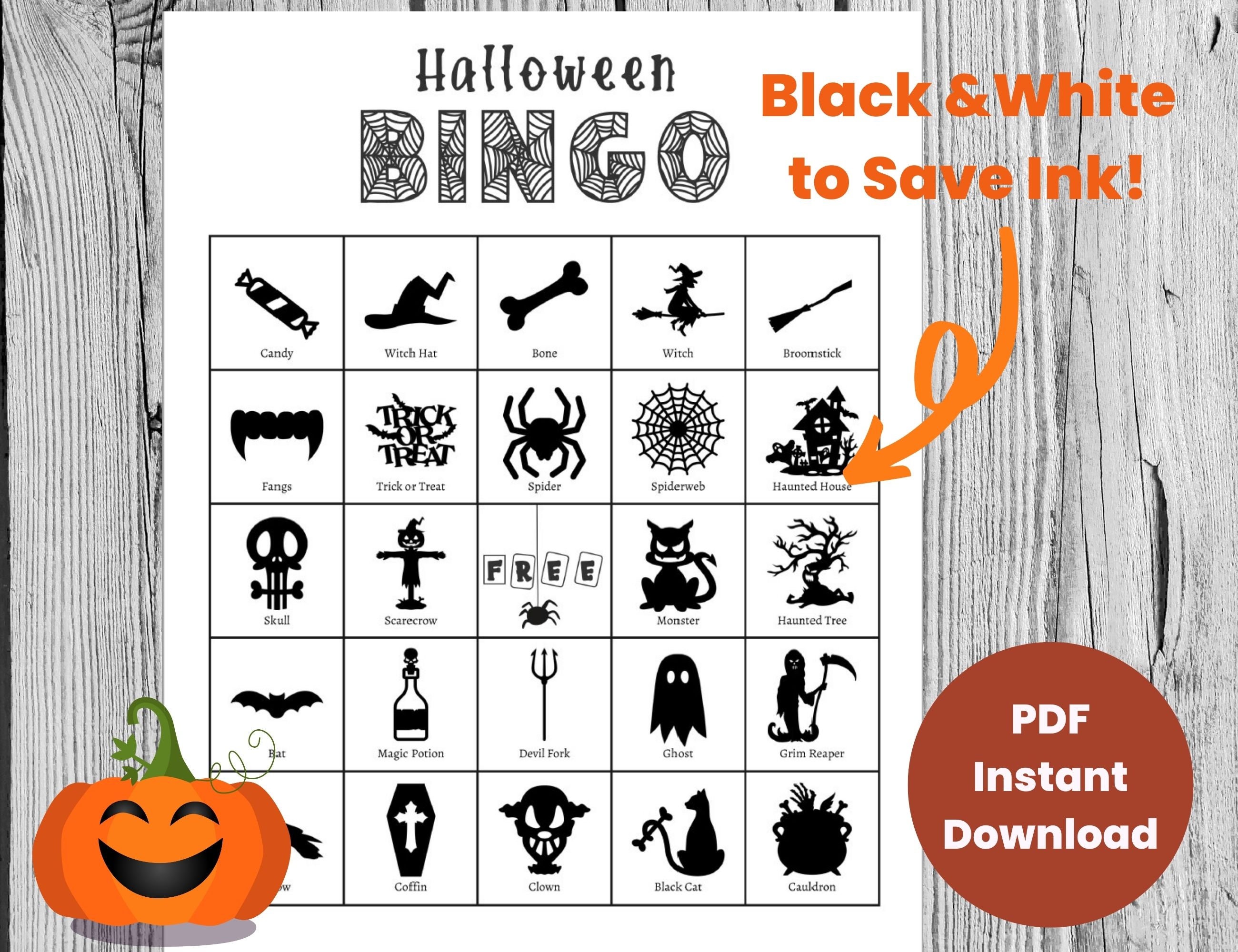 Halloween Bingo Cards Printable, Halloween Party Games for Family ...