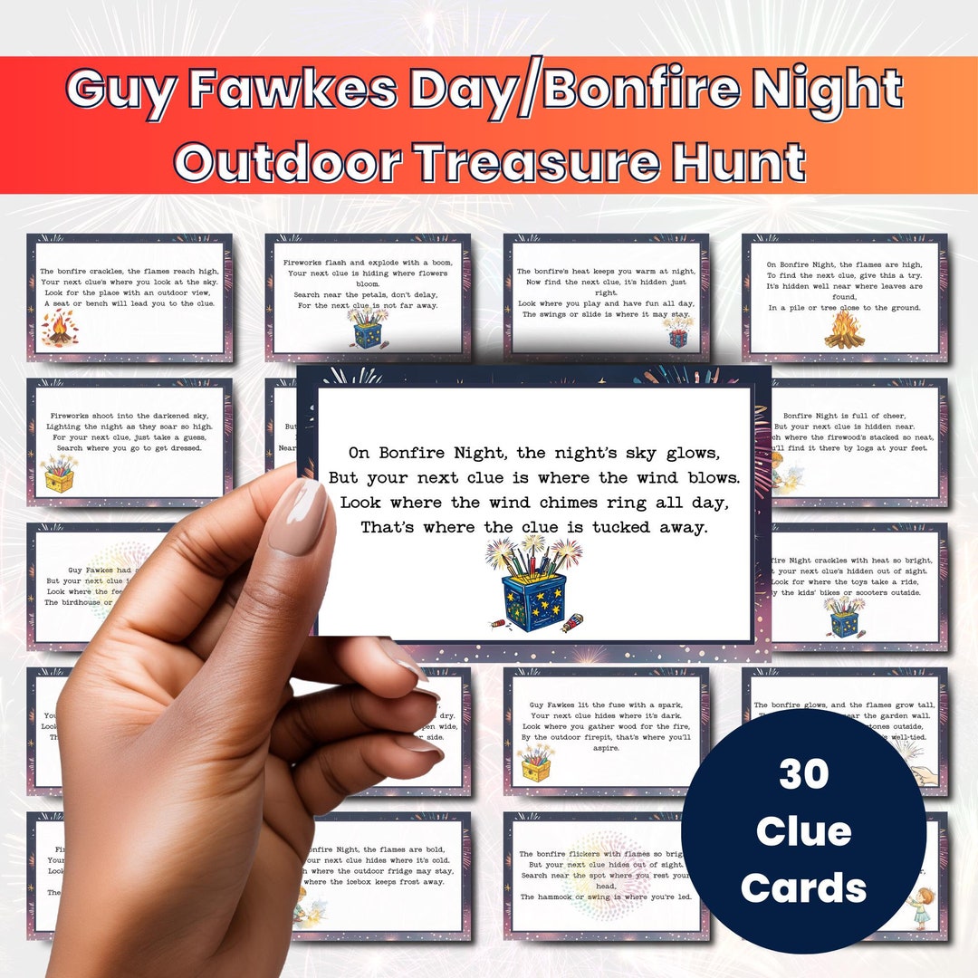 Bonfire Night Outdoor Treasure Hunt, Scavenger Hunt, Guy Fawkes Day ...