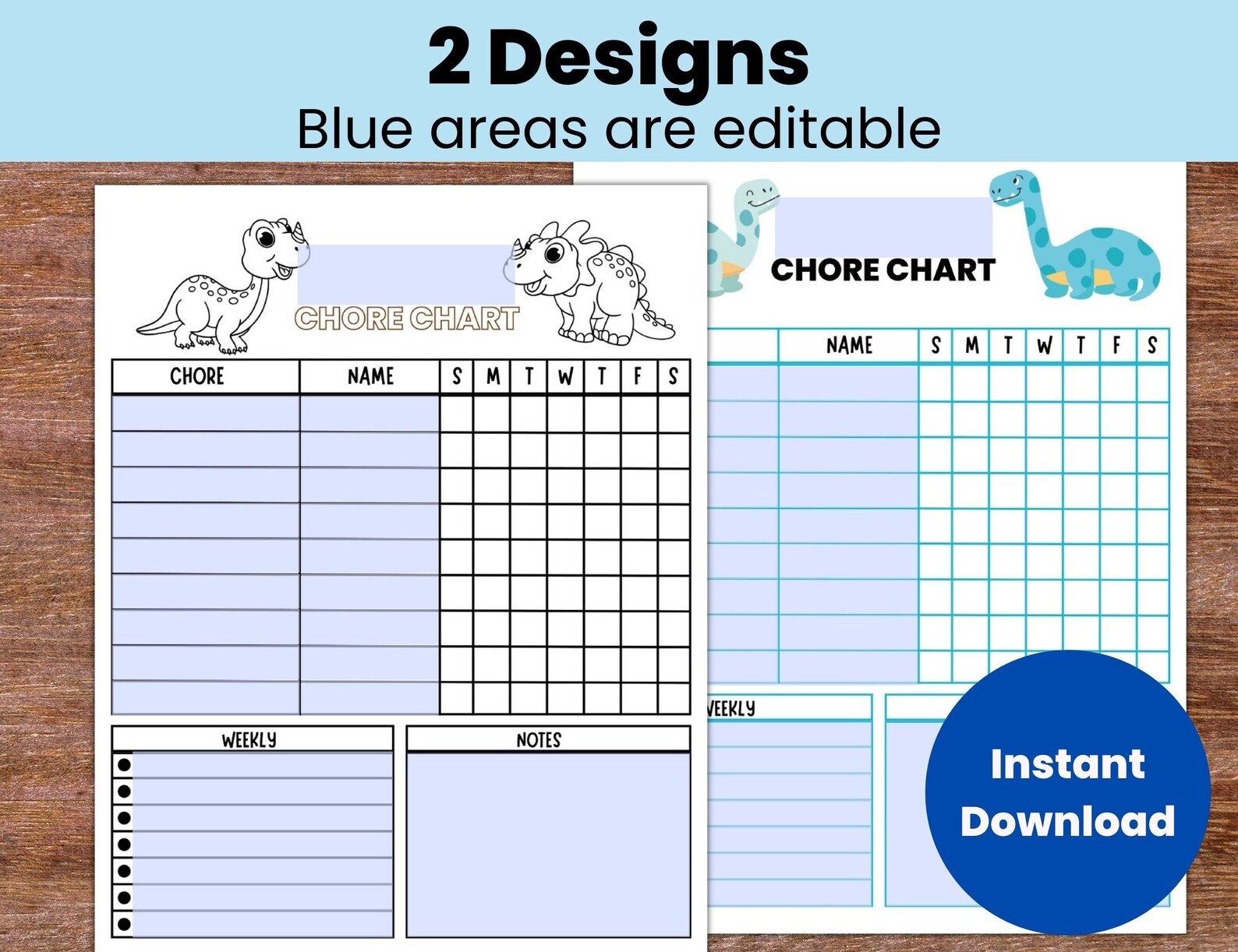 Editable Dinosaur Chore Chart for Kids Printable, Family Responsibility ...