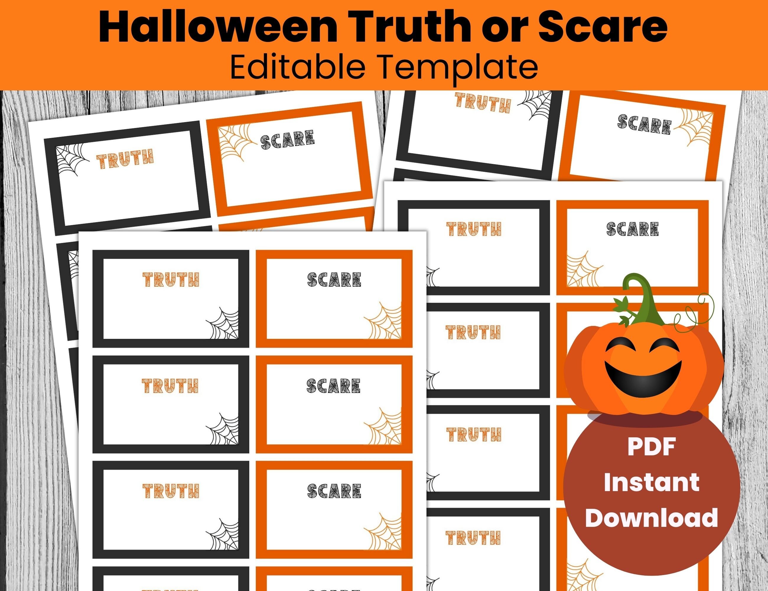 Halloween Truth or Scare Game Printables, Halloween Party Game for Kids ...