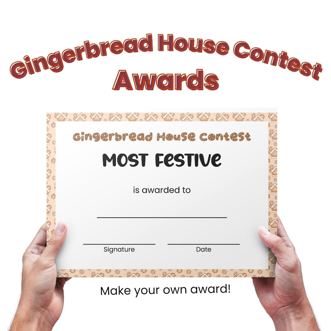 Gingerbread House Contest Awards, Award Certificates Editable Template ...