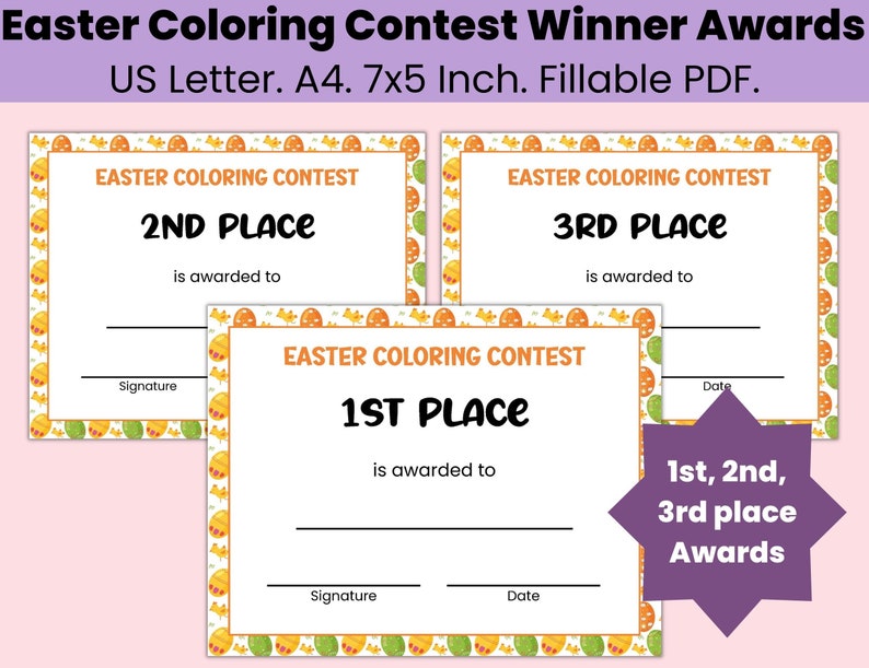Easter Coloring Contest Kit, Easter Certificates, Voting Cards, Easter ...
