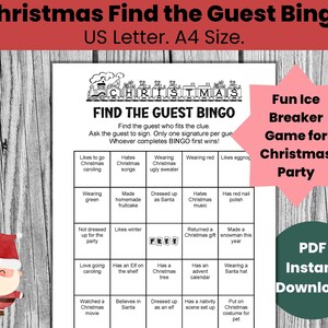Find the Guest Bingo Christmas Party Game, Find Someone Who Bingo Game ...