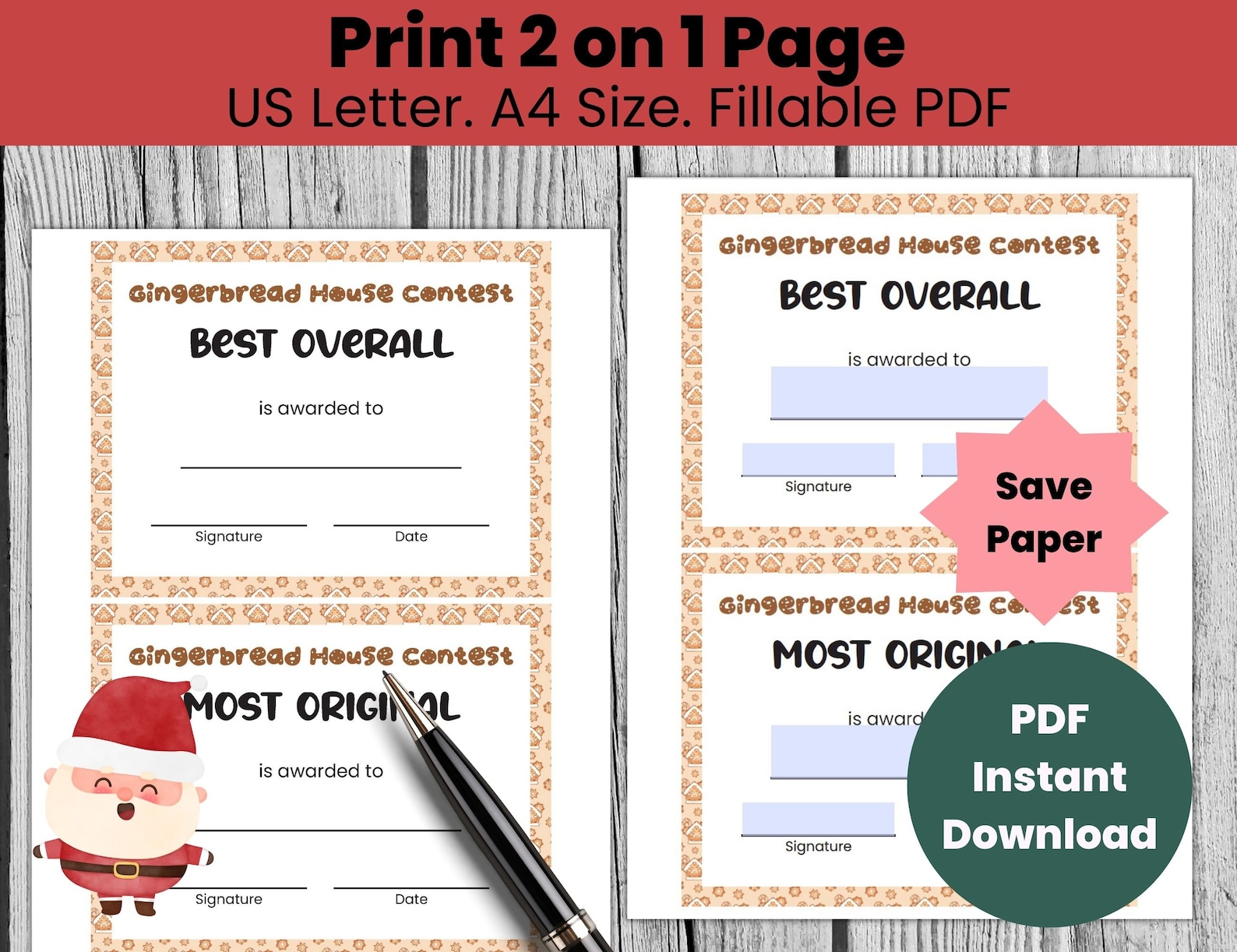 Gingerbread House Contest Awards, Award Certificates Editable Template ...