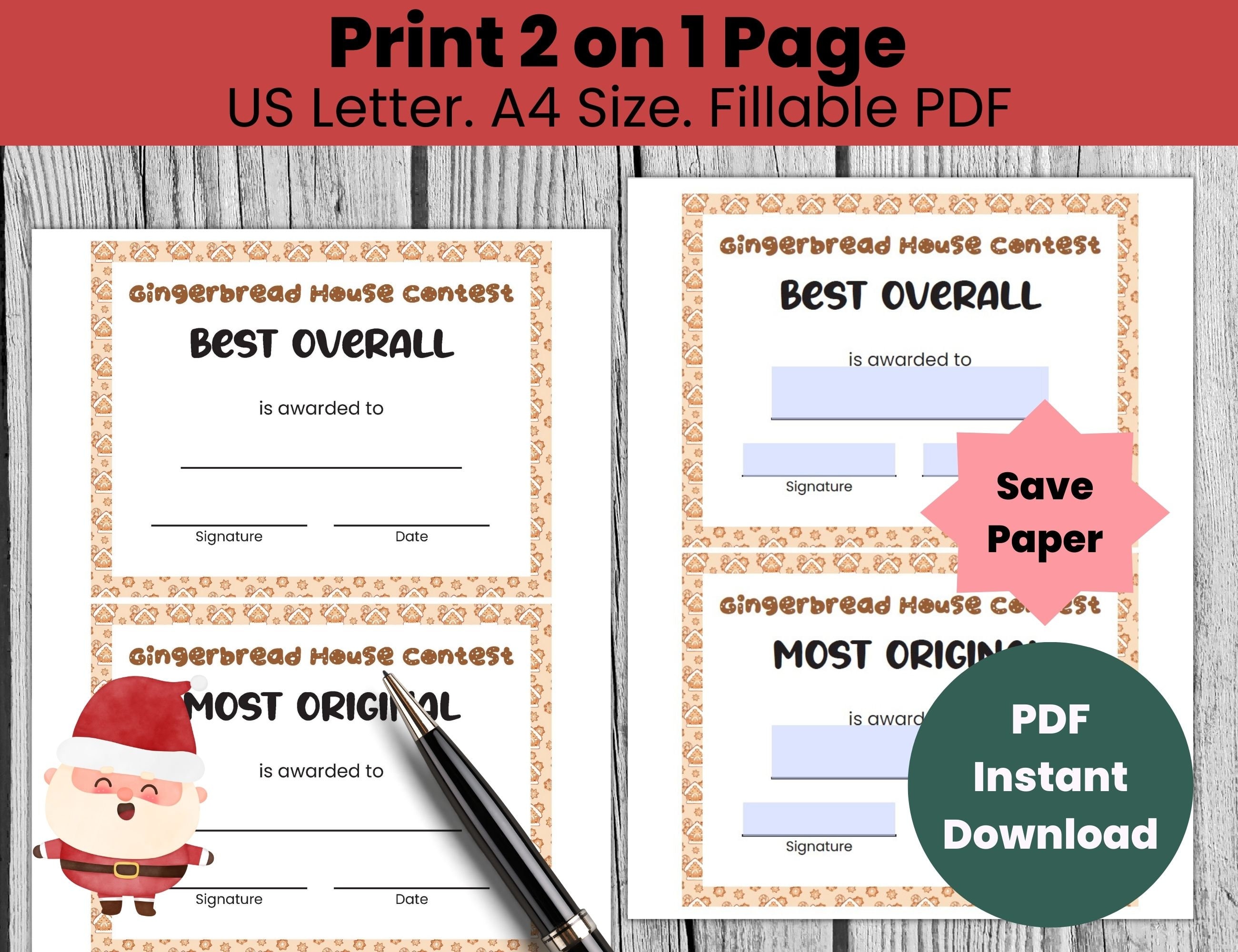 Gingerbread House Contest Awards, Award Certificates Editable Template ...