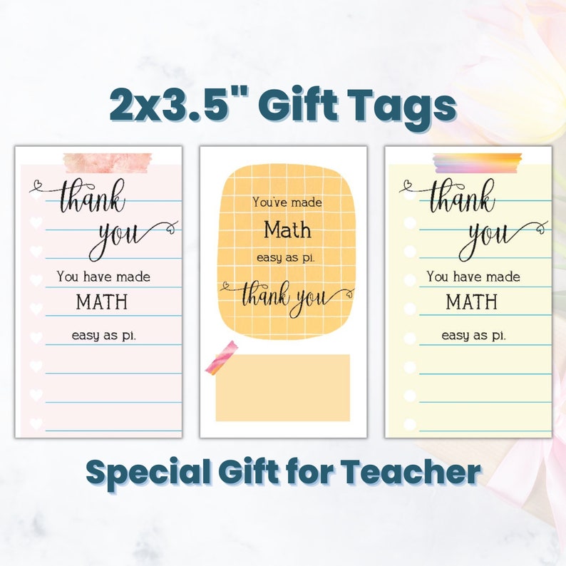 Math Teacher Appreciation Gift Tags Printable, Thank You Appreciation ...