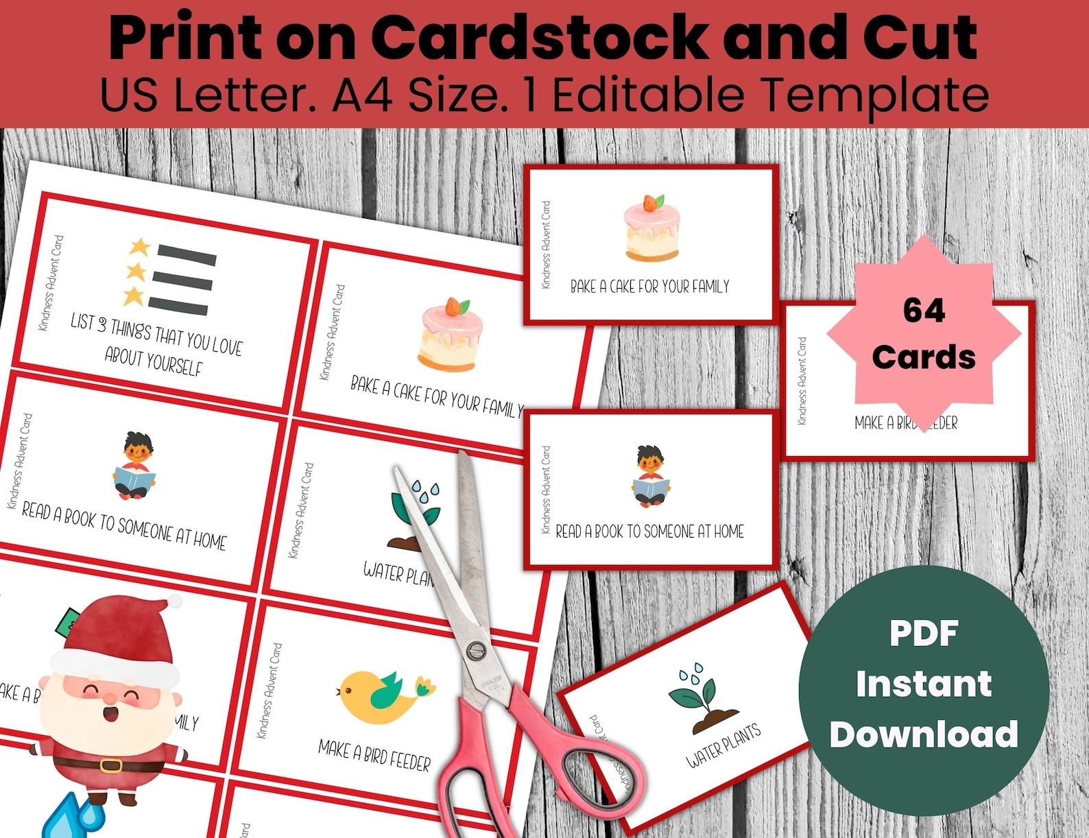 Christmas Kindness Advent Cards for Kids, Fun Christmas Activities for ...