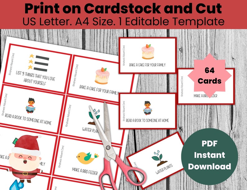 Christmas Kindness Advent Cards for Kids, Fun Christmas Activities for ...