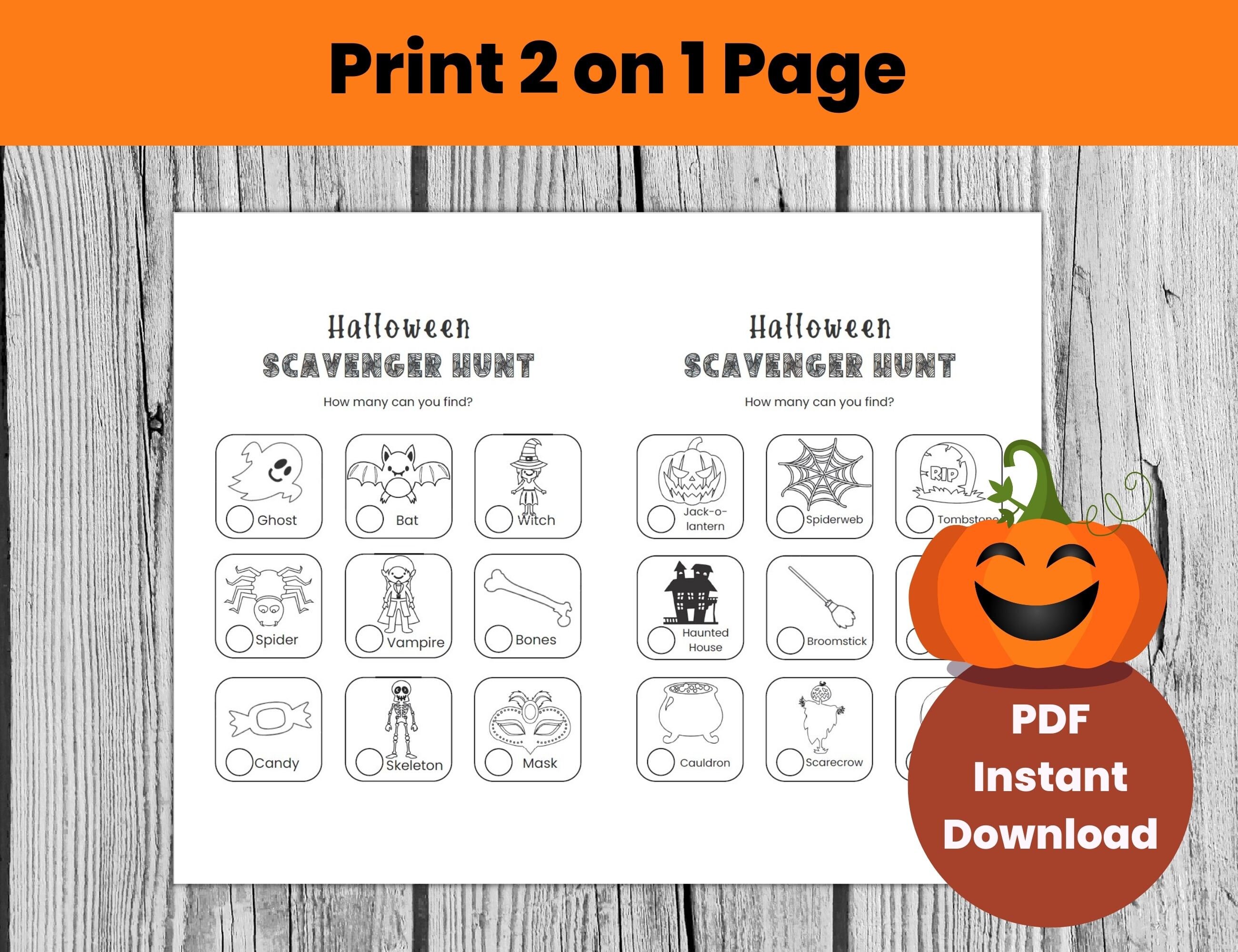 Printable Halloween Scavenger Hunt for Toddlers, Halloween Party Game ...