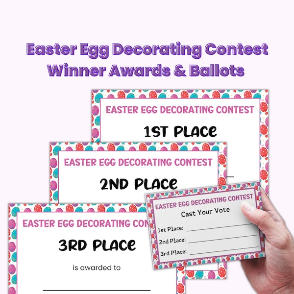 Easter Egg Winner Certificate - Etsy