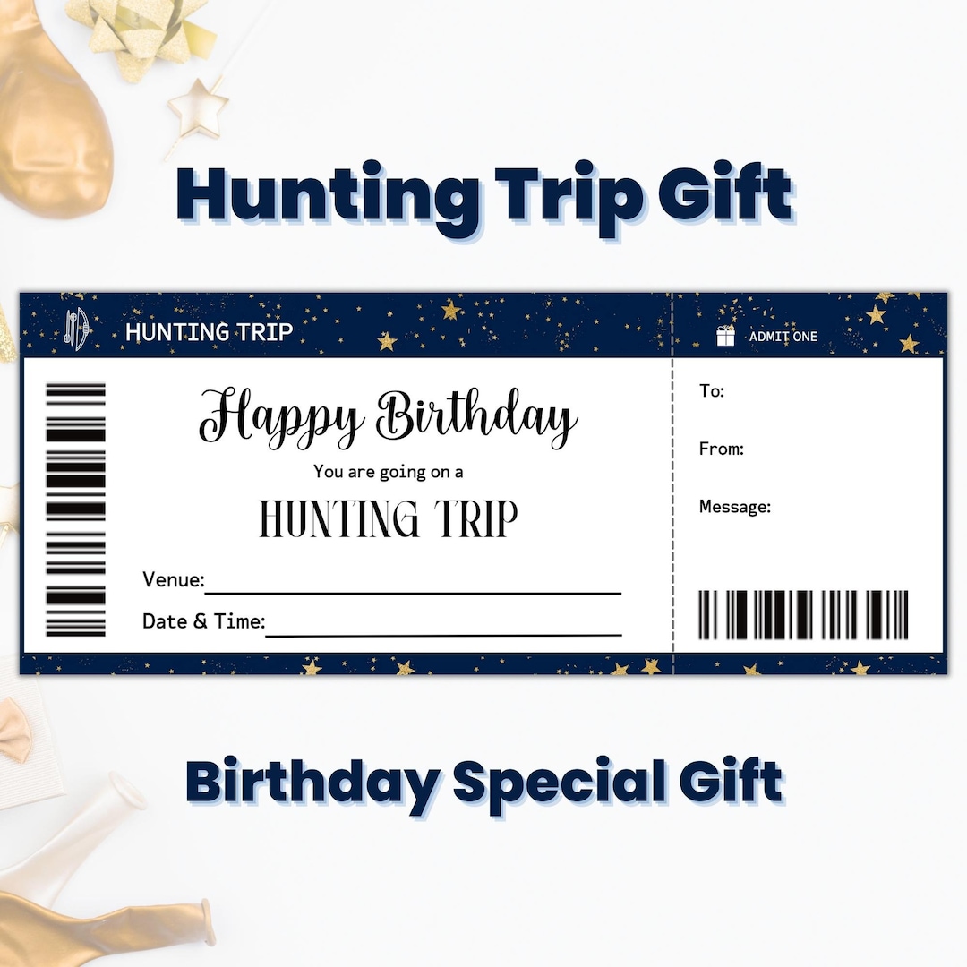Hunting Trip Ticket, Hunting Trip Voucher, Personalized Birthday Gift ...