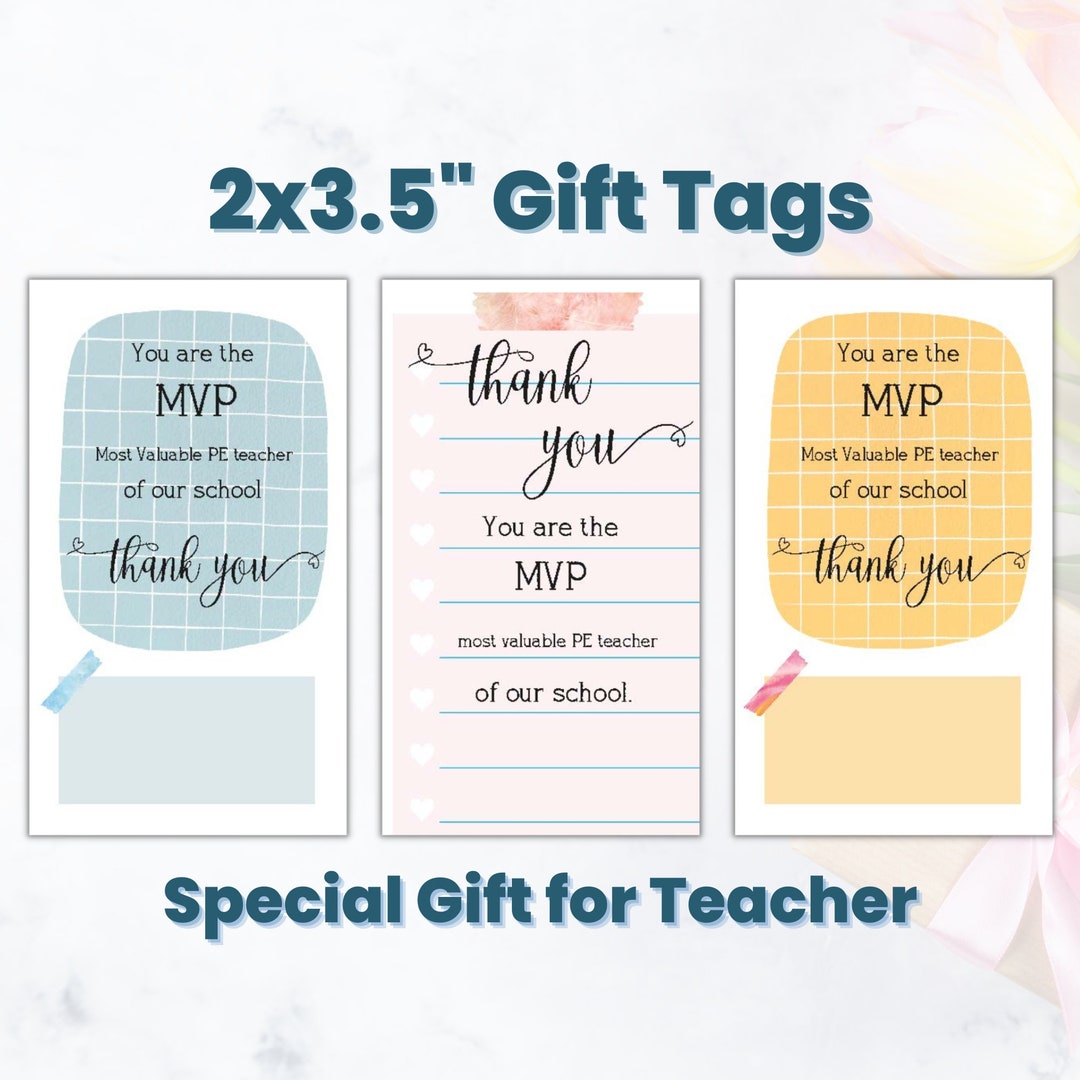 PE Teacher Appreciation Gift Tags Printable, Physical Education Teacher ...