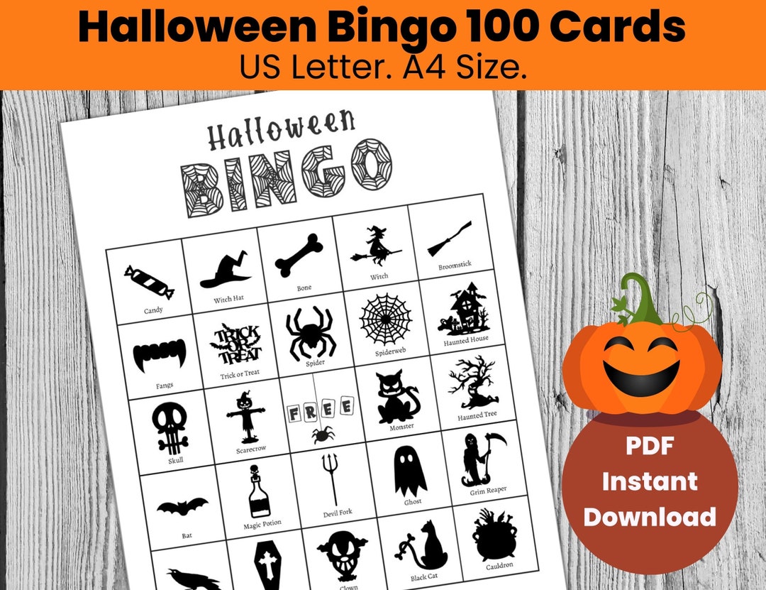 Halloween Bingo Cards Printable, Halloween Party Games for Family ...