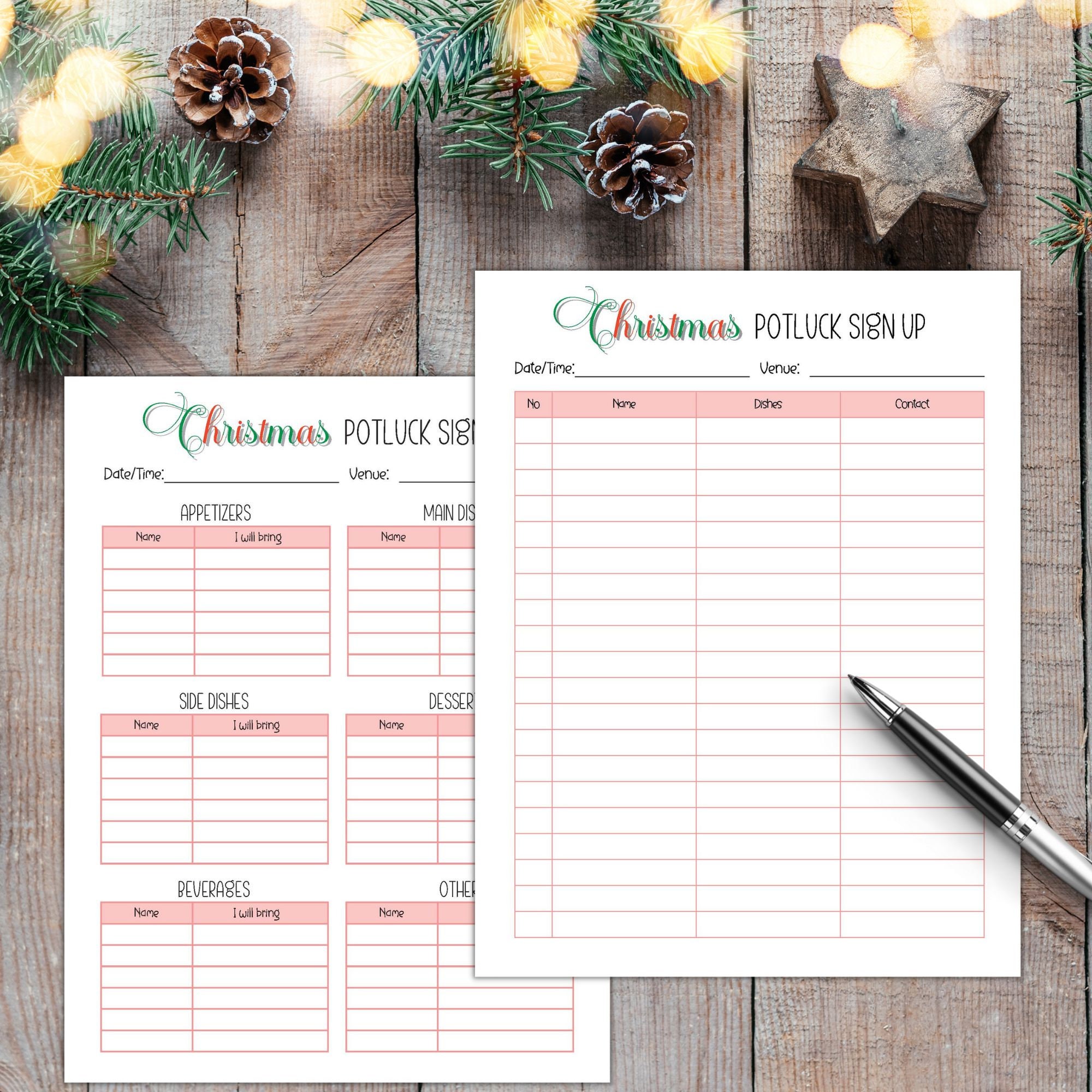 Fillable School Christmas Party Food List Christmas Party Food List