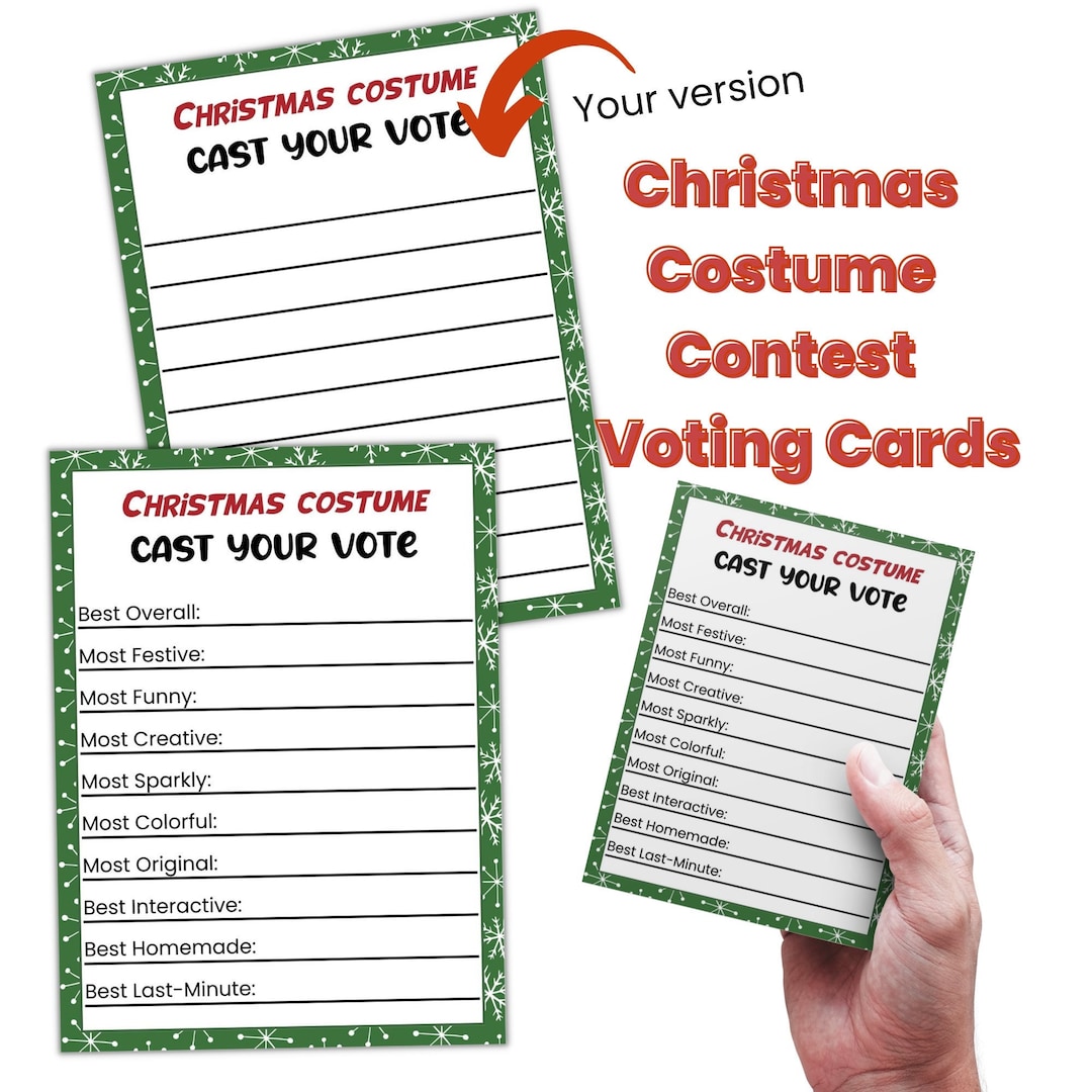 Christmas Costume Contest Ballot Template Editable Ugly Sweater Vote