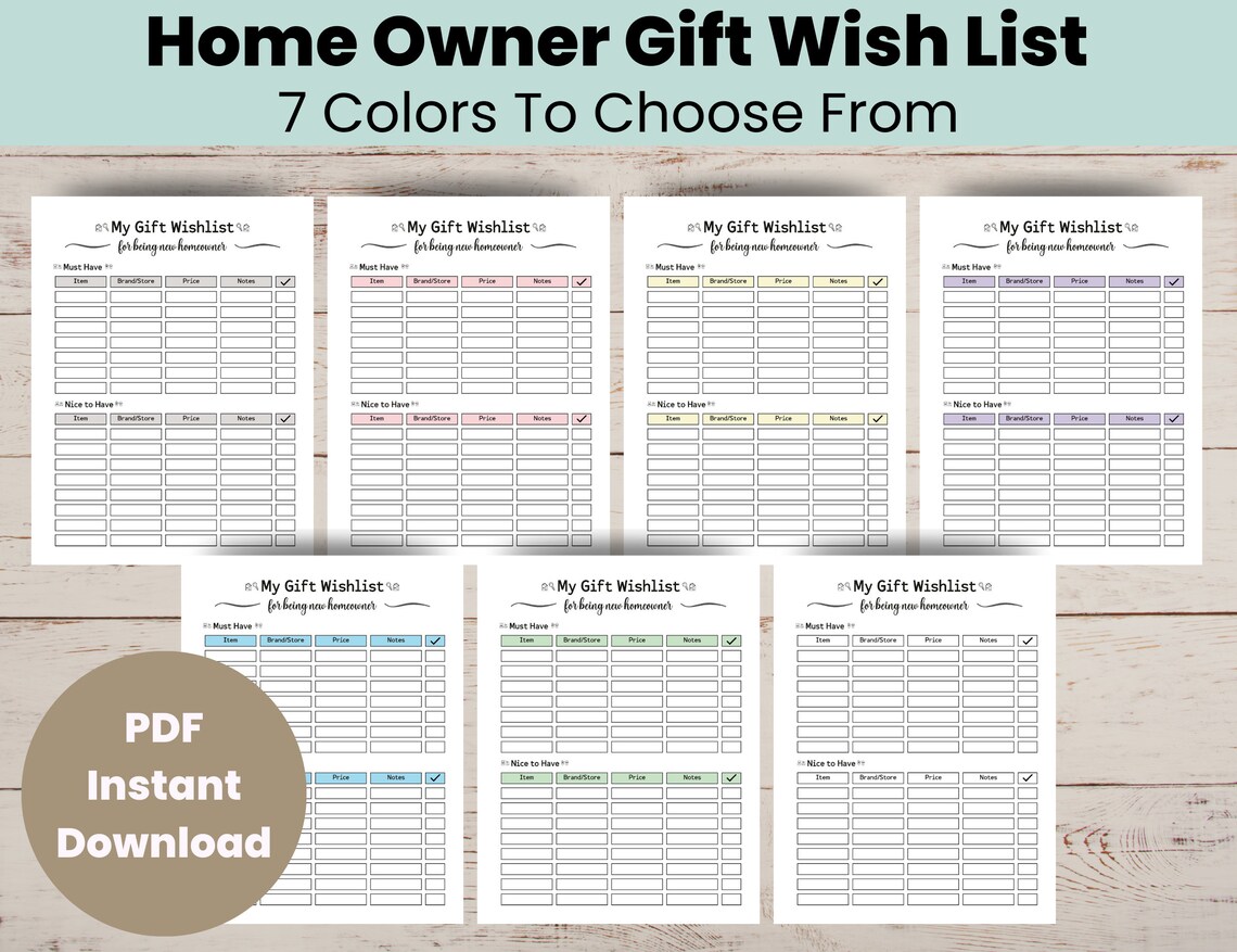 Homeowner Must Have Gift, Nice to Have Gift Wishlist Organizer, Home ...