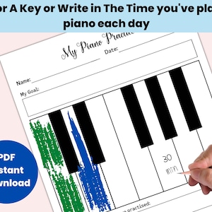 Weekly Piano Practice Chart, Music Practice Log, Music Practice Tracker ...