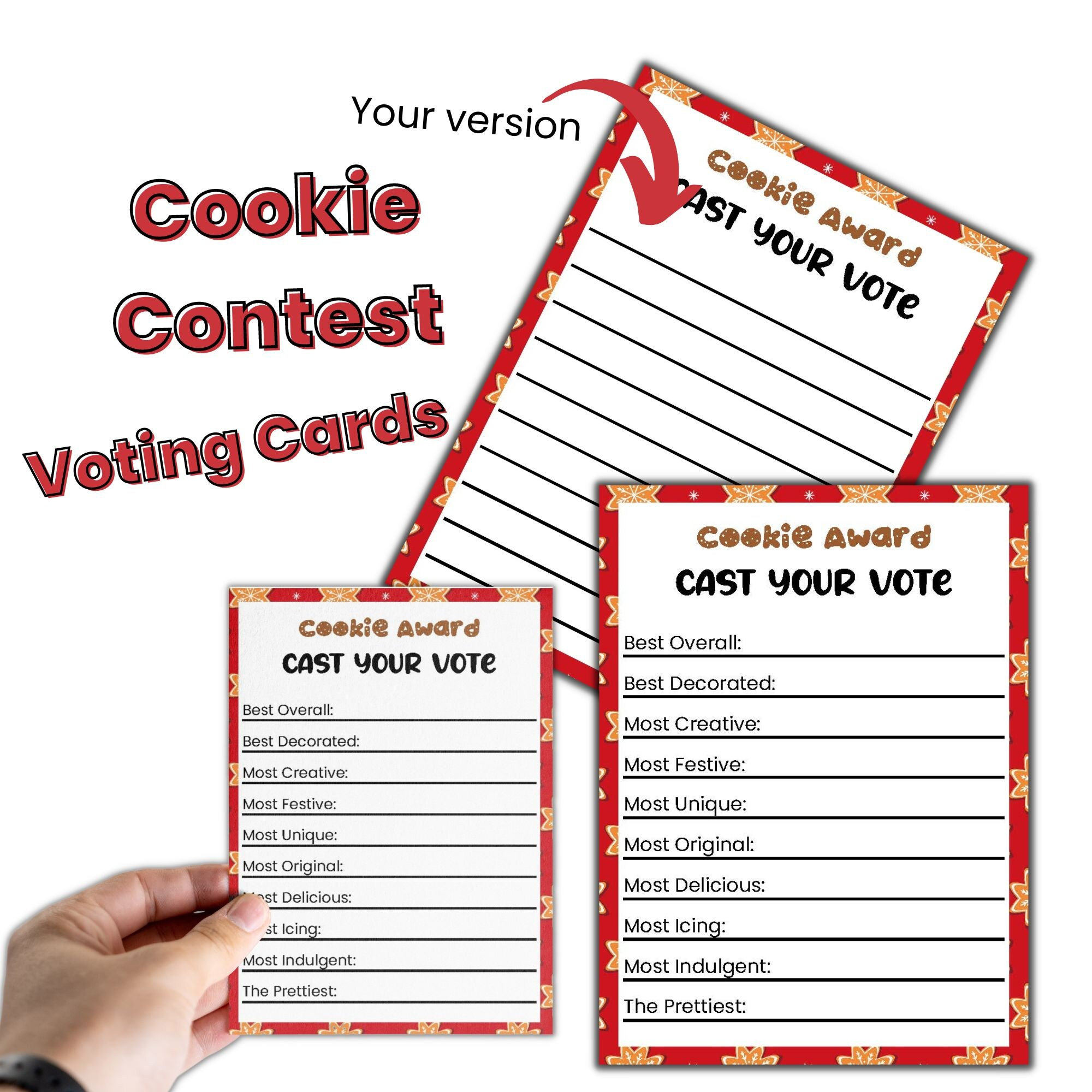Cookie Voting Ballot Template for Cookie Contest, Cookie Exchange Vote ...