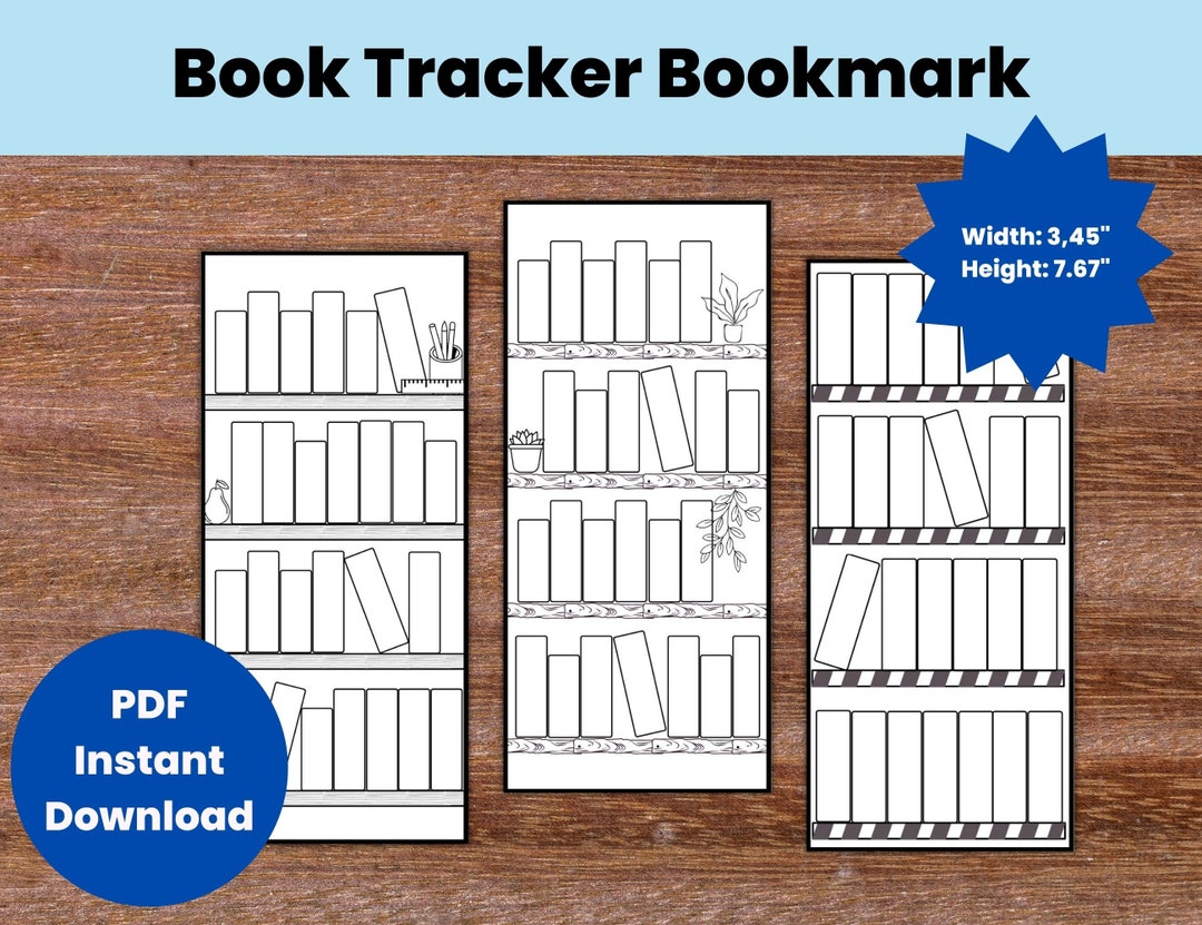 Book Tracker Bookmark Printable, Reading Bookmark Tracker, Bookshelf ...