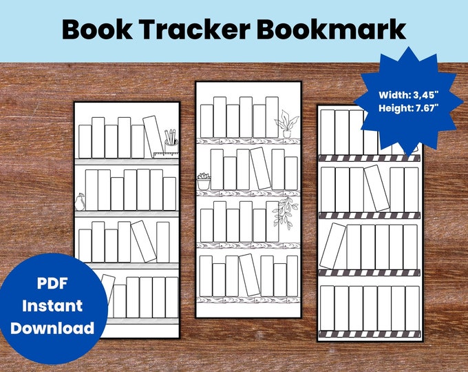 Book Tracker Bookmark | Personalized Printable Bookmarks | Book Shelf ...