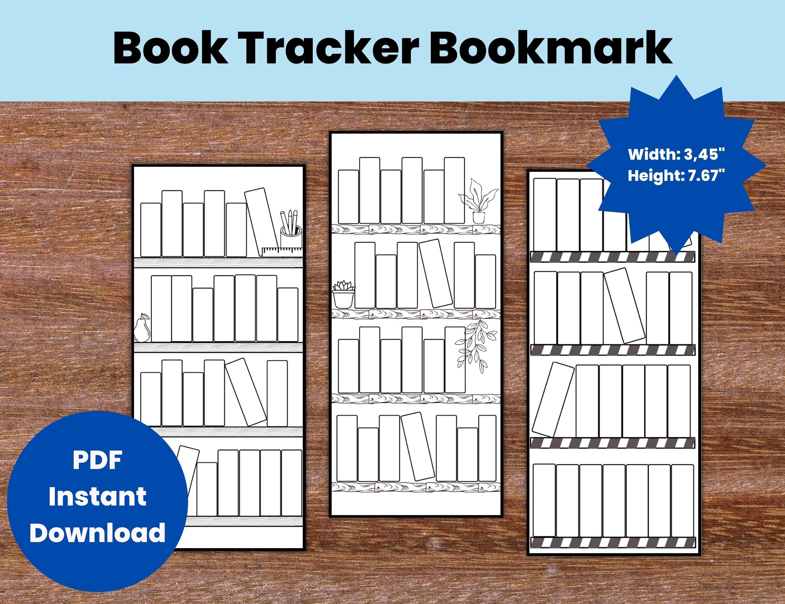 Book Tracker Bookmark Printable, Reading Bookmark Tracker, Bookshelf ...