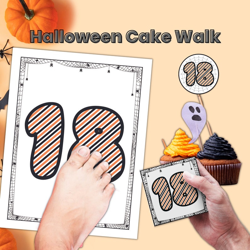 Halloween Cake Walk Game, Halloween Cupcake Topper Number - Etsy