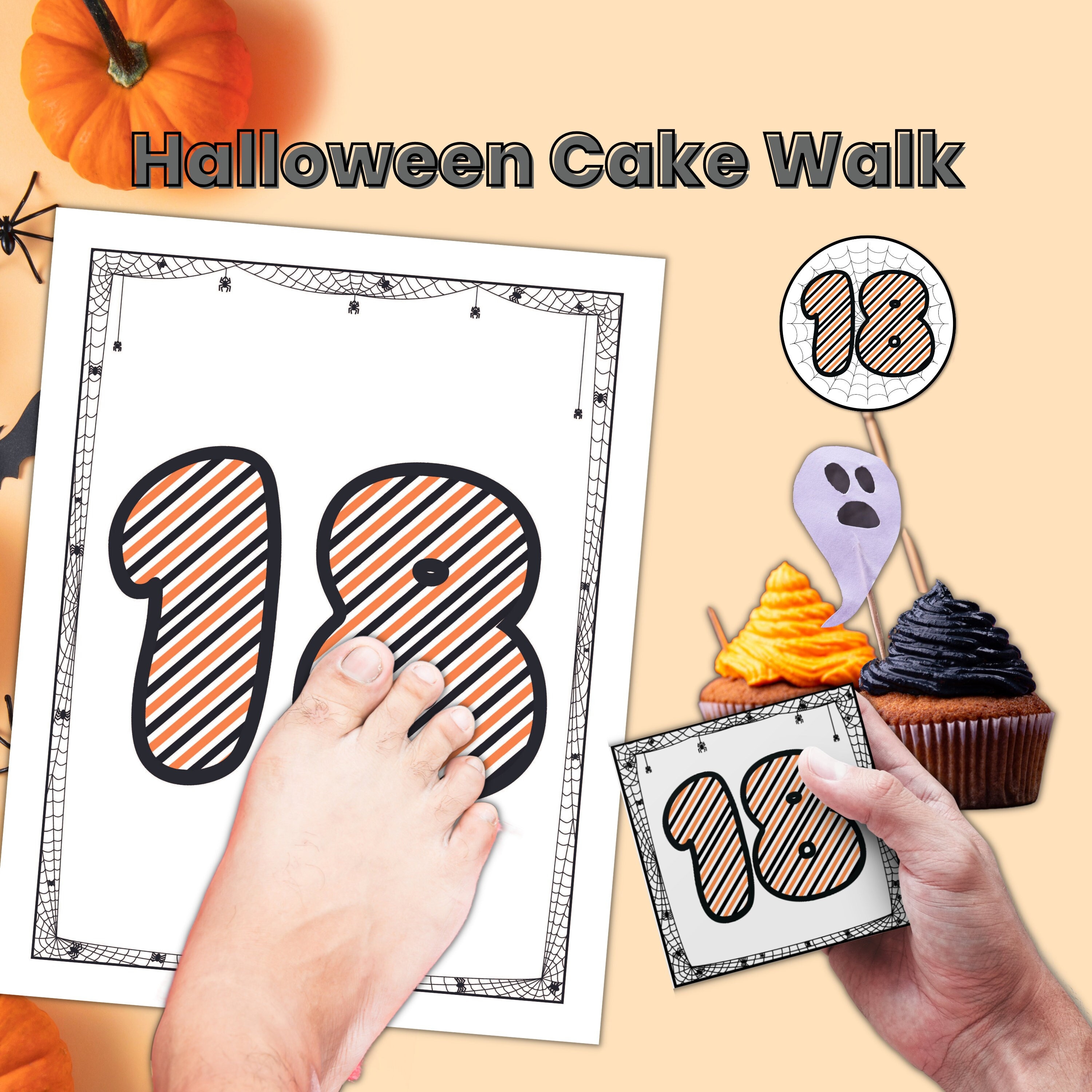 Halloween Cake Walk Game, Halloween Cupcake Topper Number - Etsy