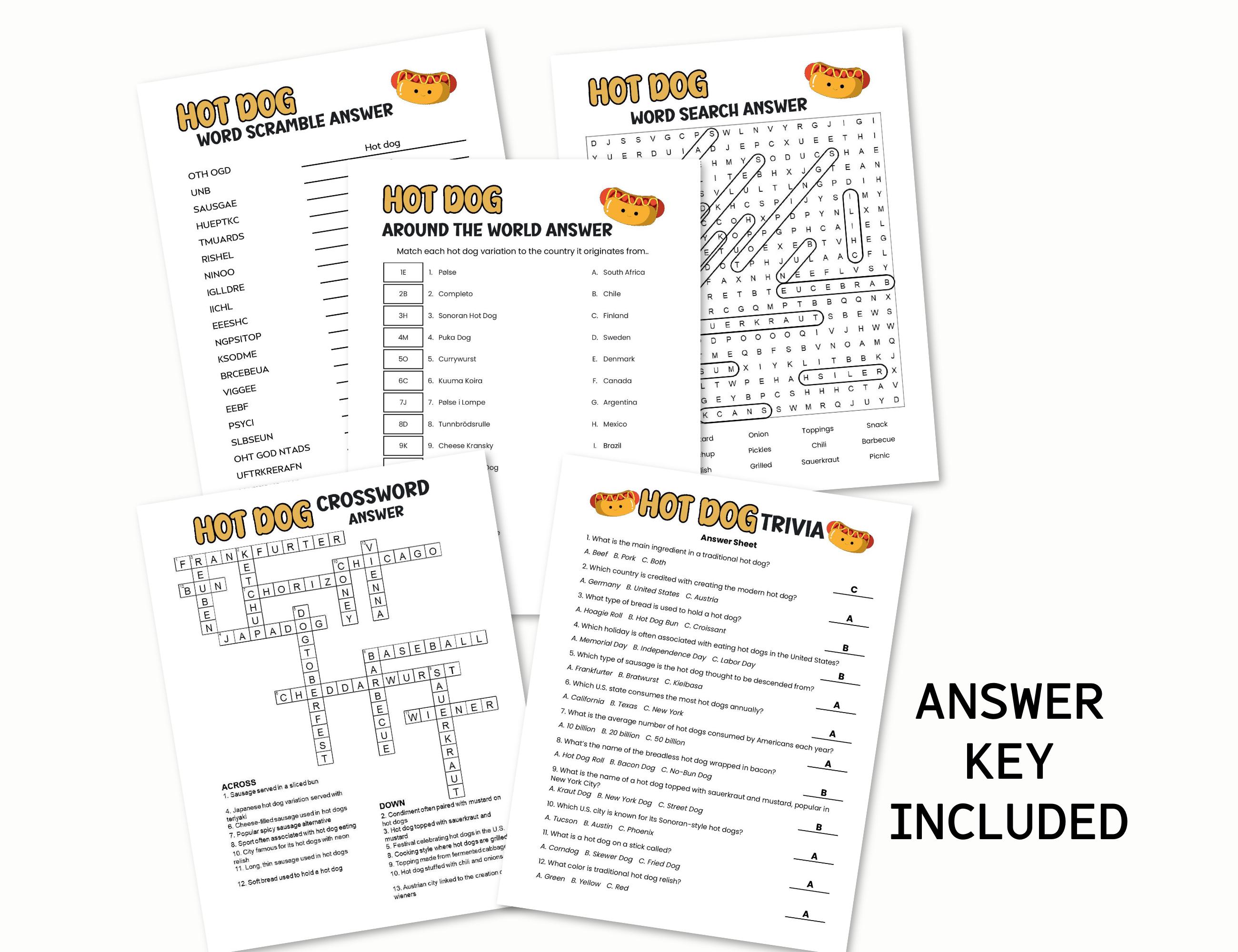Hot Dog Party Games Bundle, National Hot Dog Day, Food Truck Theme ...