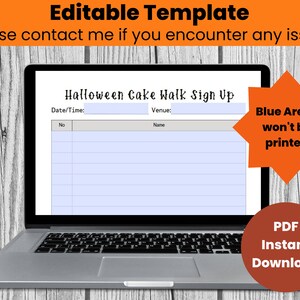 Halloween Cake Walk Sign up Sheet Template - Etsy