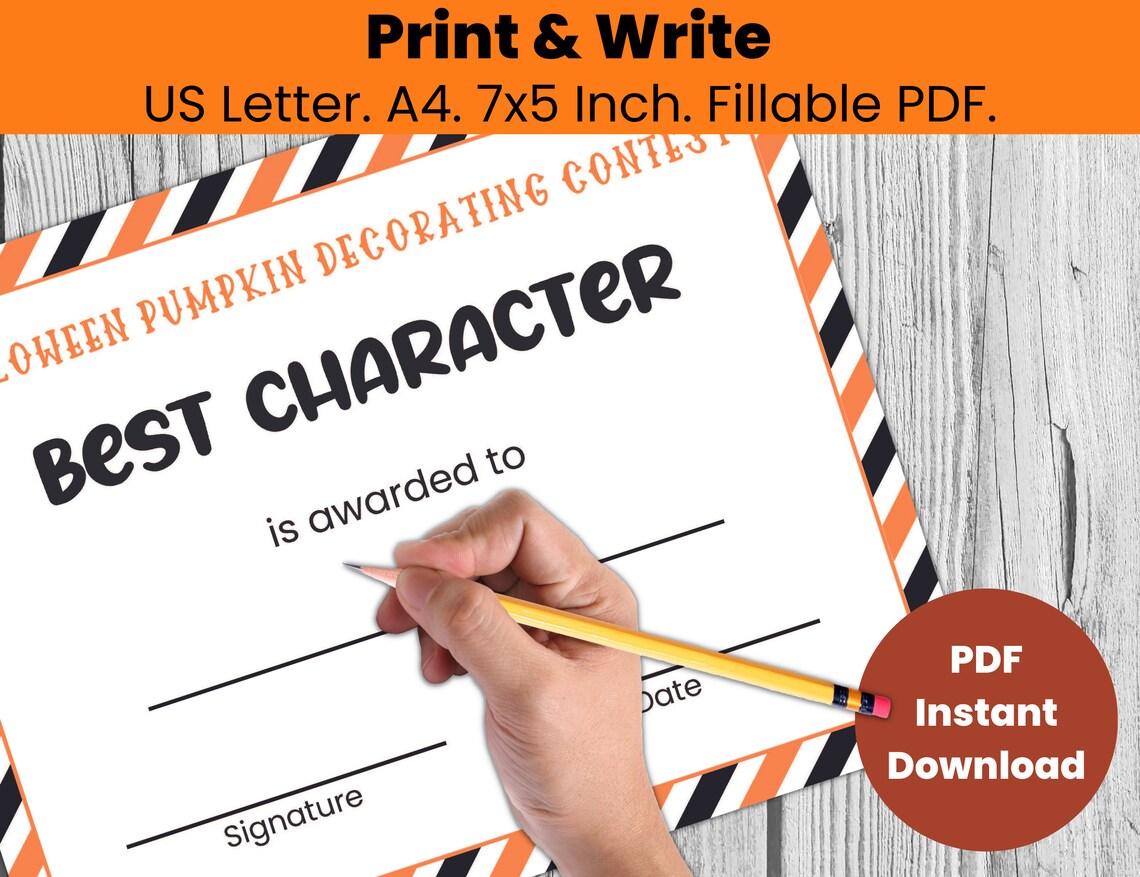 Halloween Pumpkin Decorating Contest Award Certificates and Halloween ...