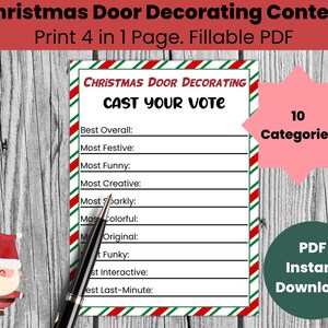 Christmas Door Decorating Contest Ballot Template, Christmas Door ...