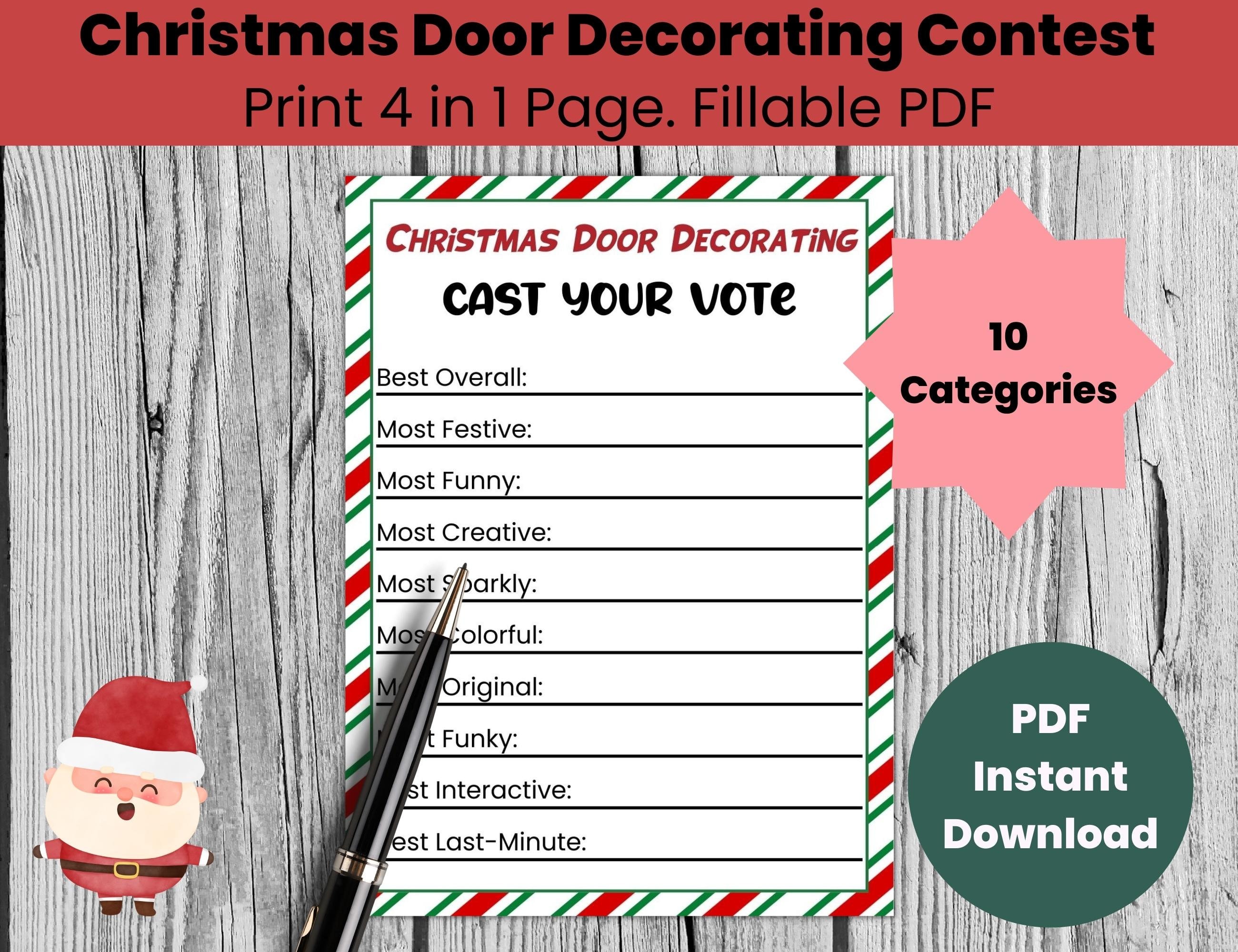 Christmas Door Decorating Contest Ballot Template, Christmas Door ...