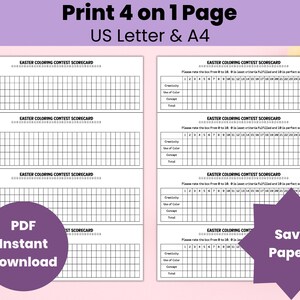 Editable Easter Coloring Contest Scorecard Template, Easter Competition ...