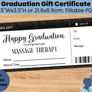 Graduation Massage Gift Certificate, Massage Therapy Gift Coupon ...