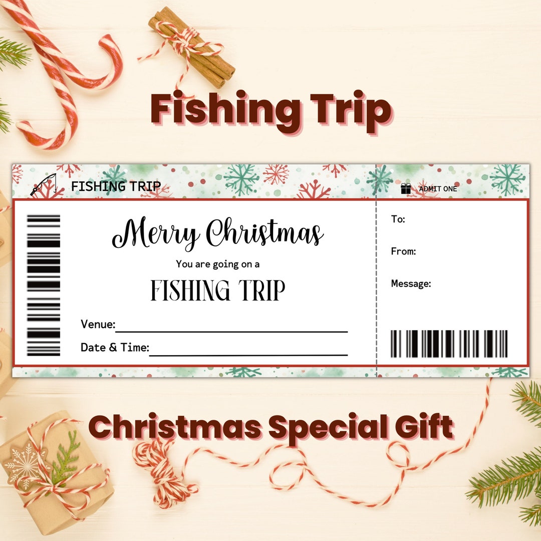 Personalized Fishing Voucher, Christmas Fishing Trip Ticket Gift Coupon ...