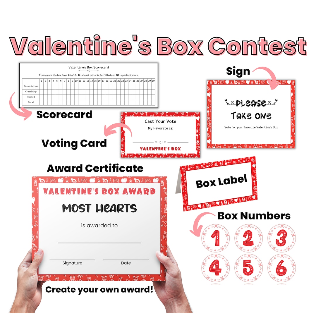 Valentines Box Contest Kit for Class Valentines and Valentines Party ...