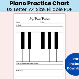 Weekly Piano Practice Chart, Music Practice Log, Music Practice Tracker ...