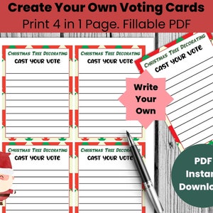 Christmas Tree Decorating Contest Award Certificates and Voting Cards ...