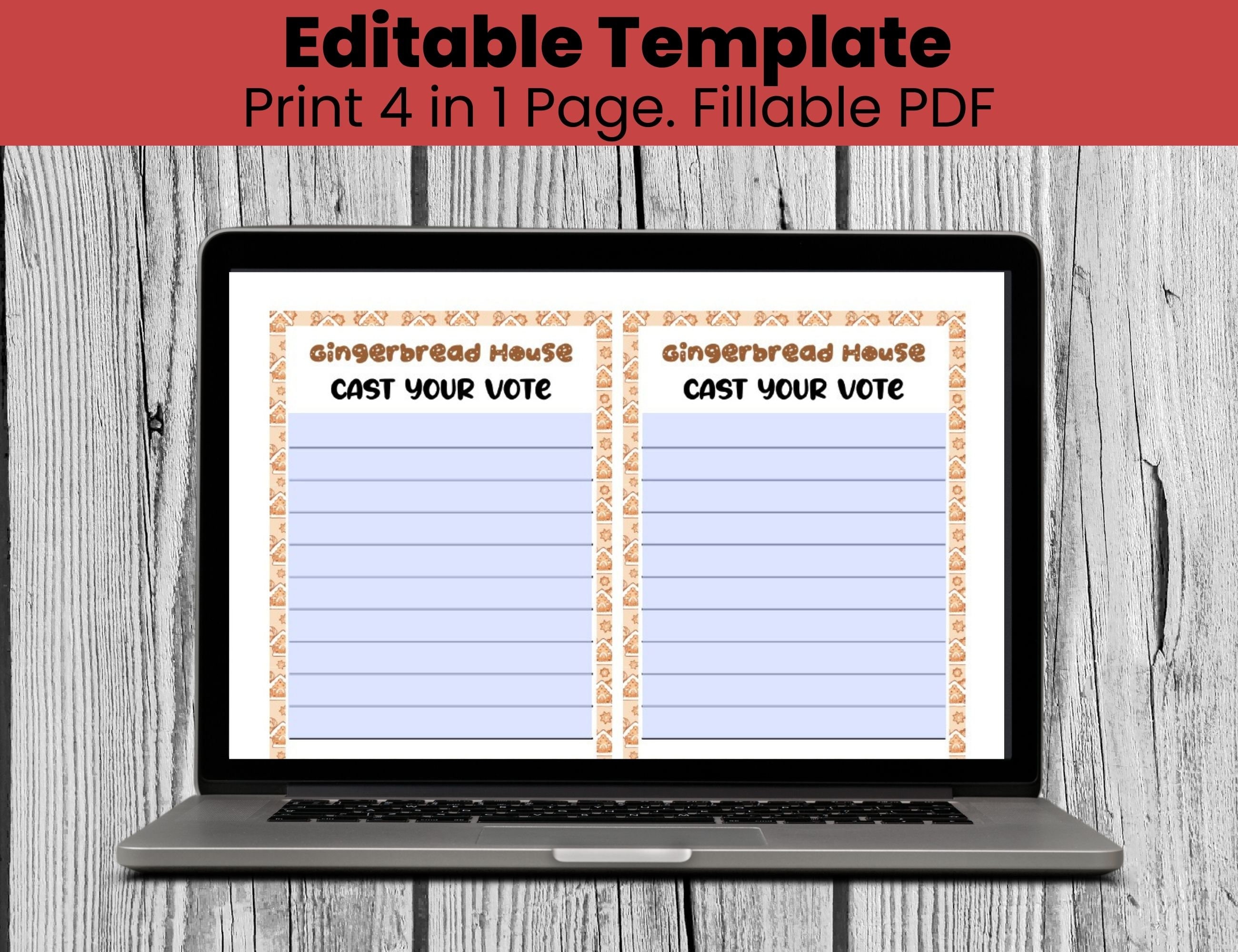 Gingerbread House Contest Voting Cards, Vote Cards, Editable Ballot ...