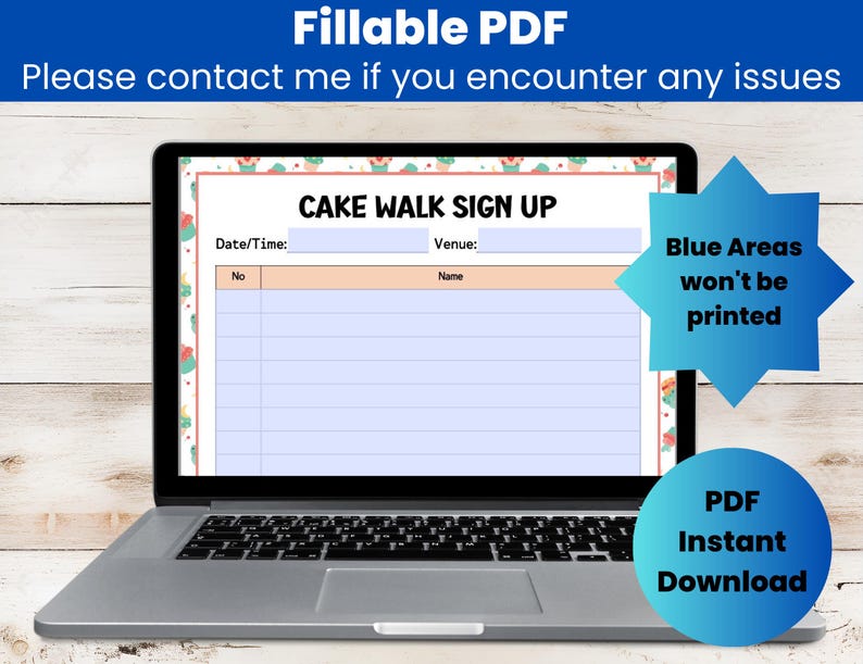 Cake Walk Sign up Sheet Template, Community Event, Fundraising Ideas ...