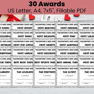 Valentines Box Contest Award Certificates, Black and White Valentines ...
